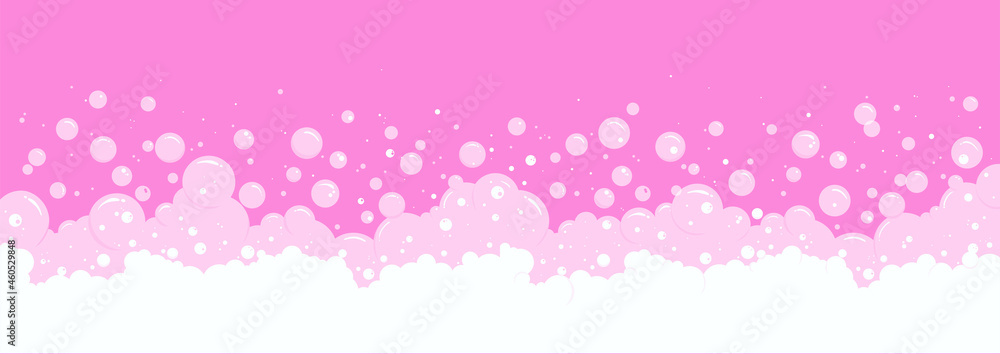 Cartoon effervescent and fizzy border. Soap bubbles and foam vector ...