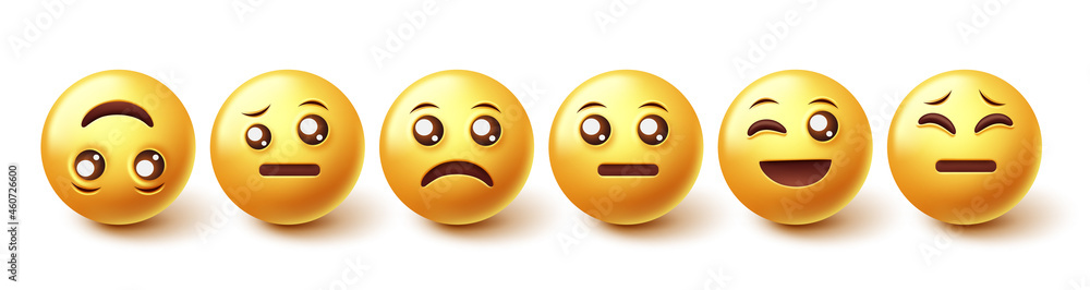 Smileys character emoji vector set. 3d smiley emoticons collection in ...