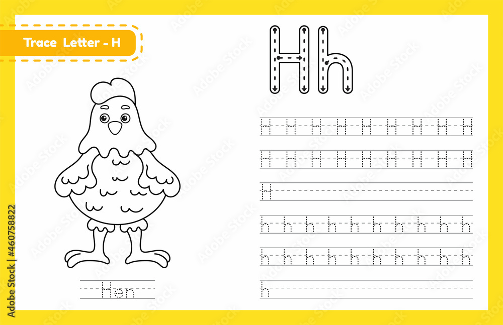 Trace letter H uppercase and lowercase. Alphabet tracing practice ...