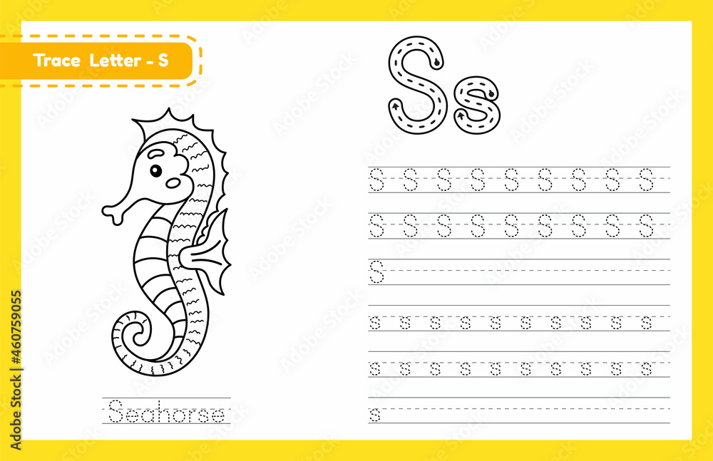 Trace letter S uppercase and lowercase. Alphabet tracing practice ...