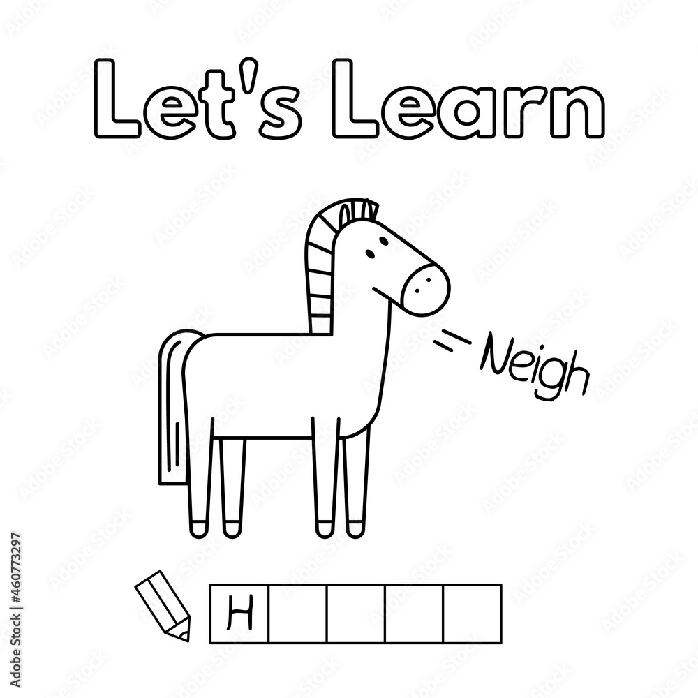 Cartoon horse learning game for small children - color and write the ...
