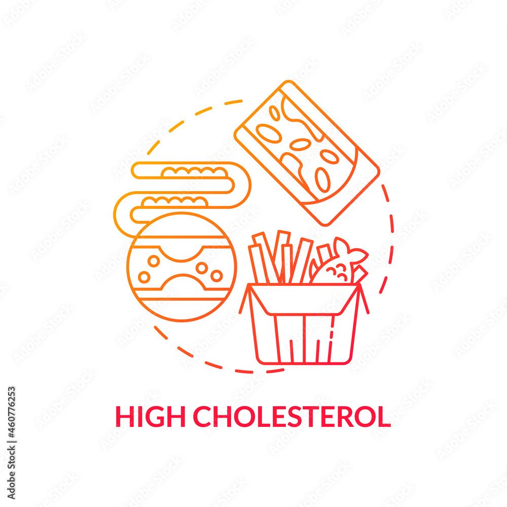 High cholesterol concept icon. Hypertension cause abstract idea thin ...