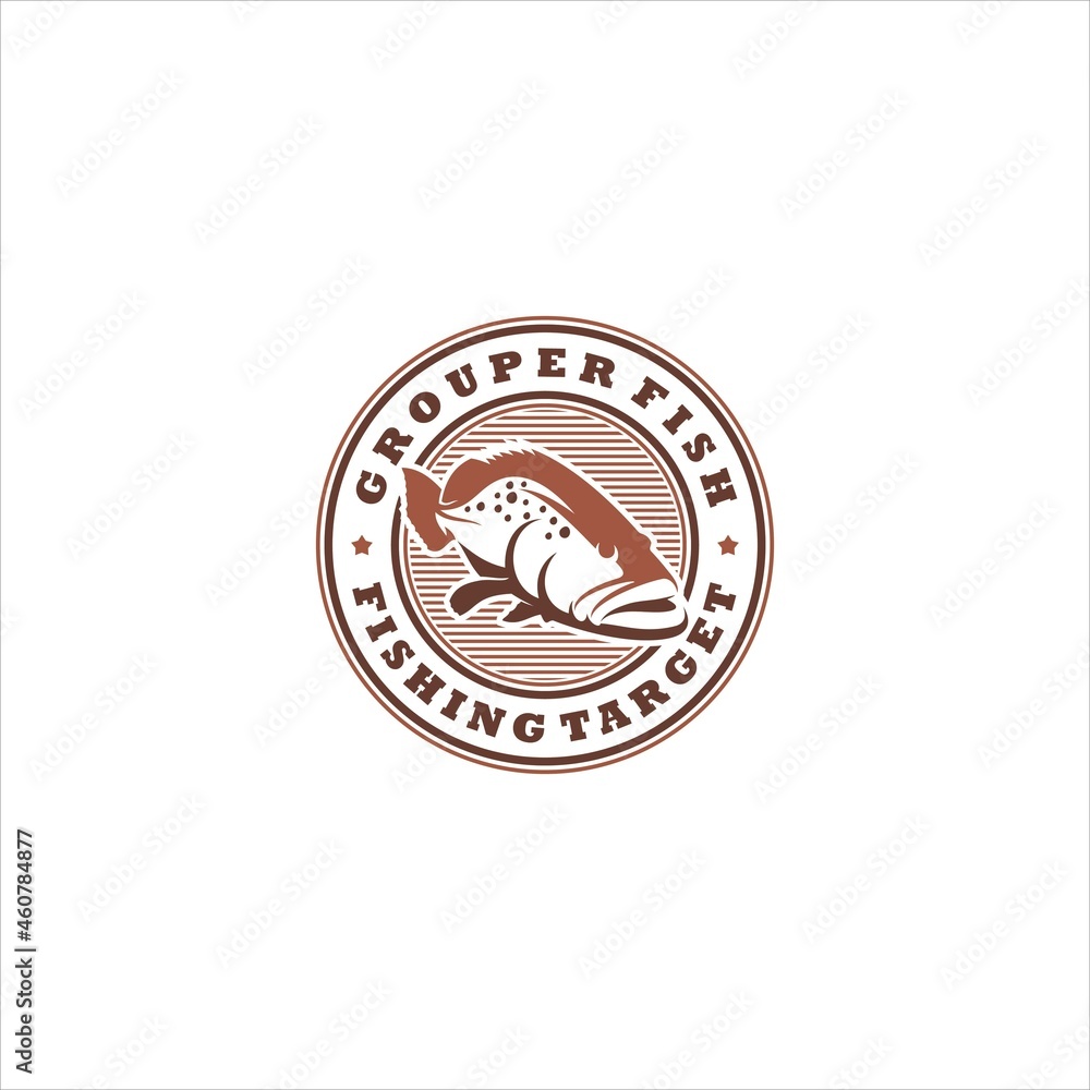 Grouper Giant Goliath Fish Logo Design Vector Image Stock Vector ...