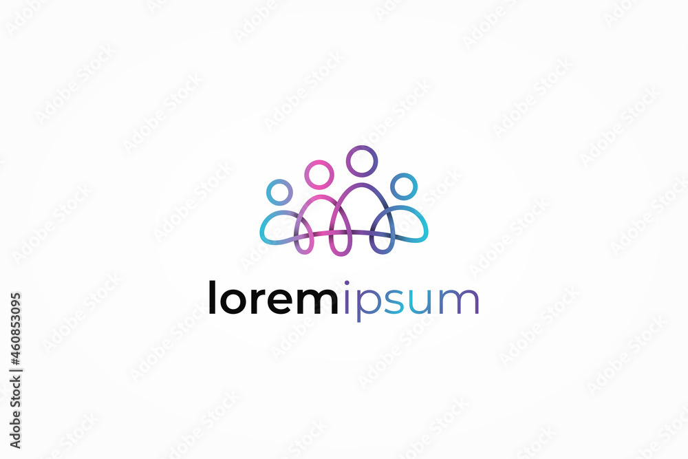 Connecting People Logo. Colorful Rounded Line Linked Human Icon Pulse ...