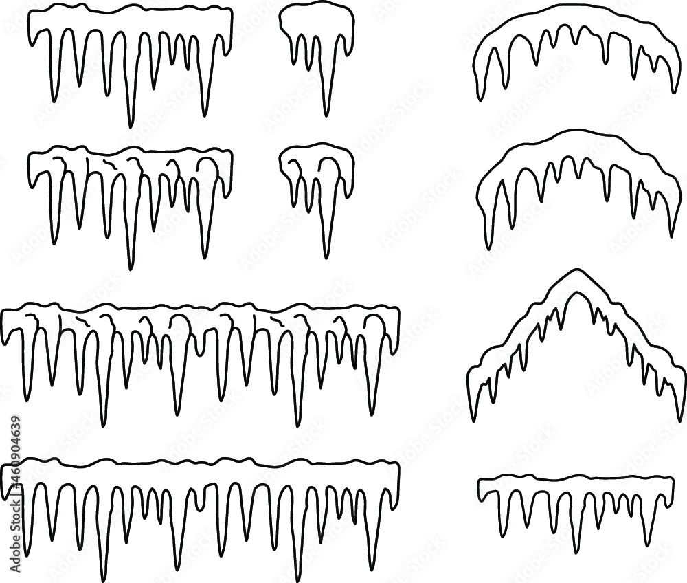 Icicle Graphic Clipart Set - Outlines Stock Vector | Adobe Stock