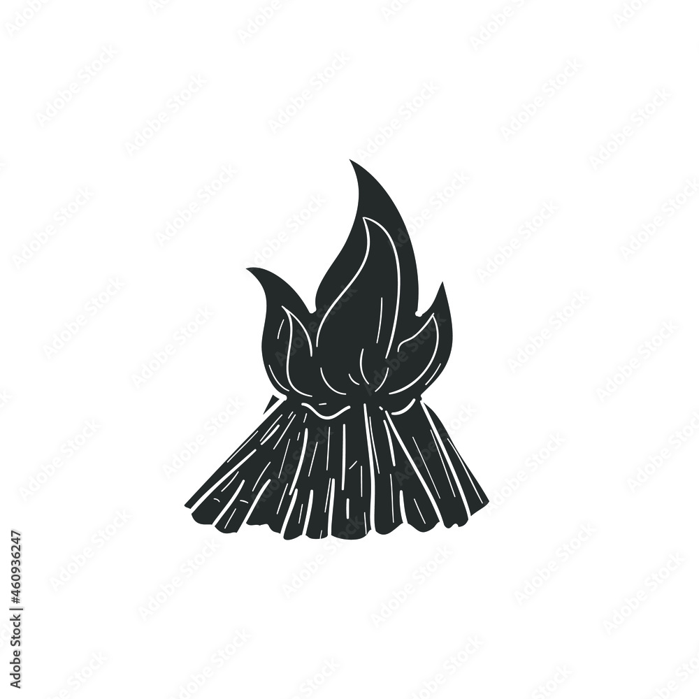 Bonfire Icon Silhouette Illustration. Campfire Vector Graphic Pictogram ...
