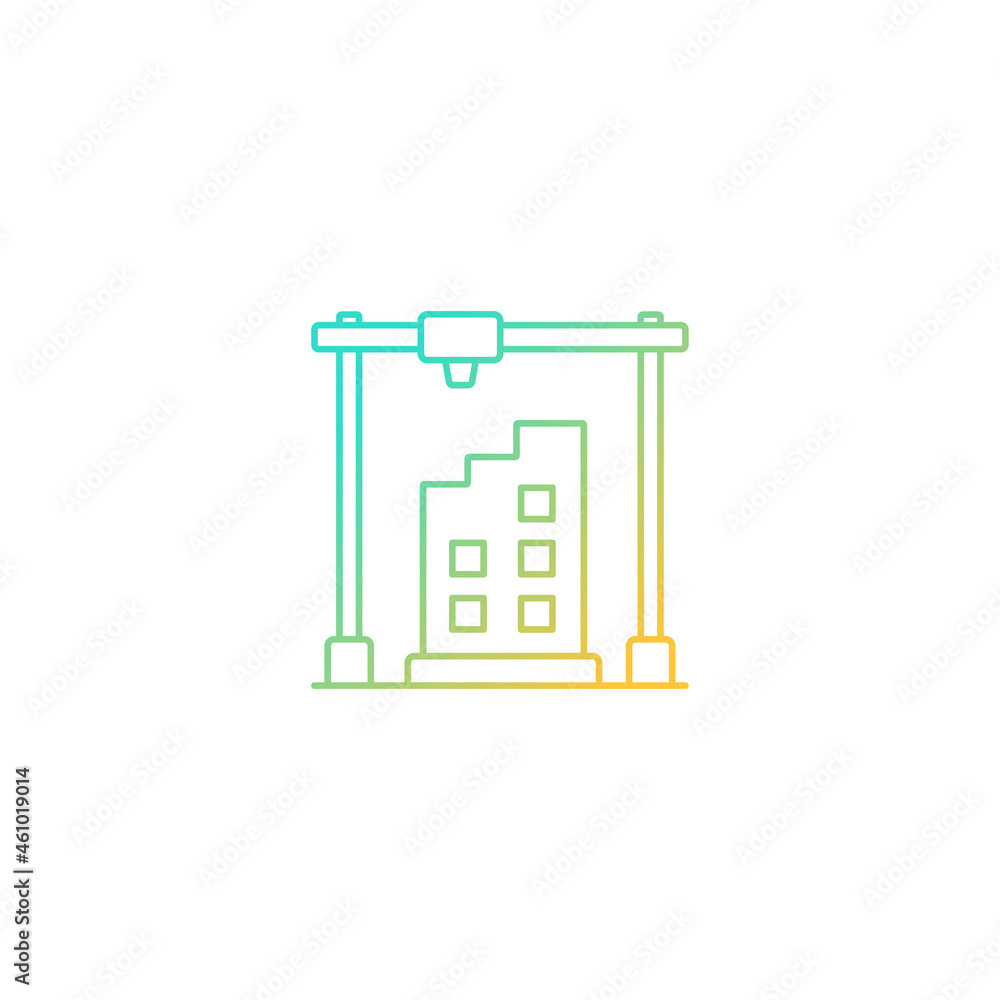 Stock-Vektorgrafik „3d printed building design gradient linear vector ...