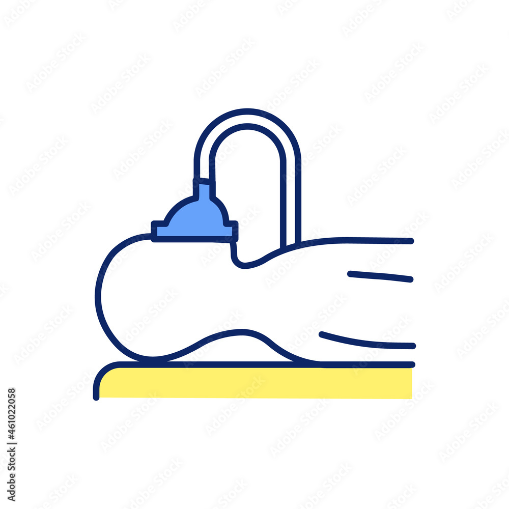 General anesthesia RGB color icon. Breathing tube. Patient intubation ...