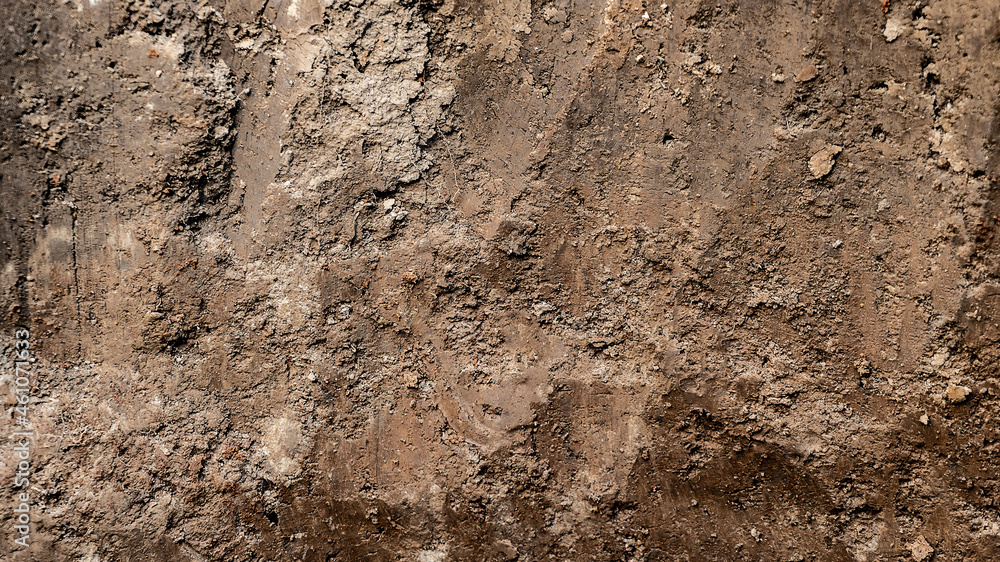 ภาพถ่าย Stock Texture layers of earth. Cross section of brown ...