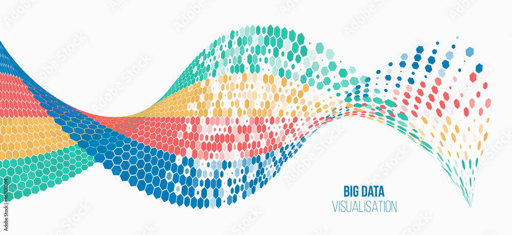 Information analytics concept. Abstract stream information with waves ...
