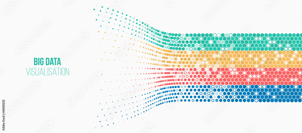 Big data visualization. Information analytics concept. Abstract stream ...