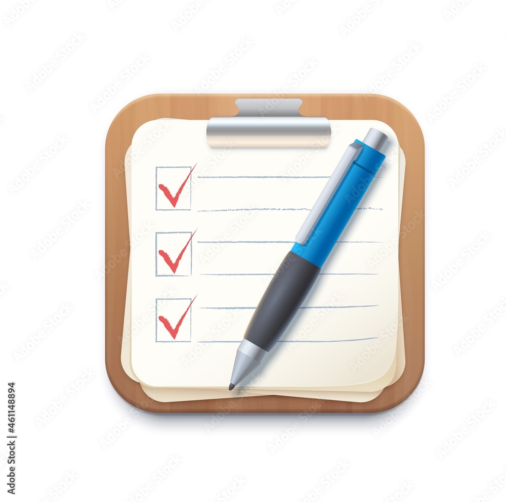 Checklist notepad icon, clipboard or check list board, vector application sign. Checklist ...