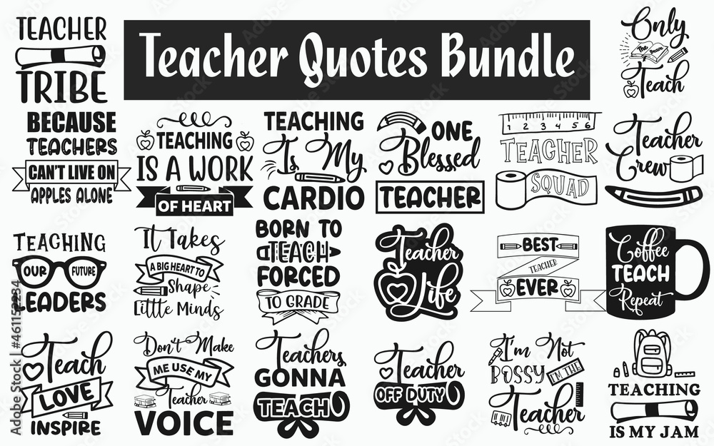 Funny teacher Quotes SVG Designs Bundle. Sarcastic teacher quotes SVG ...