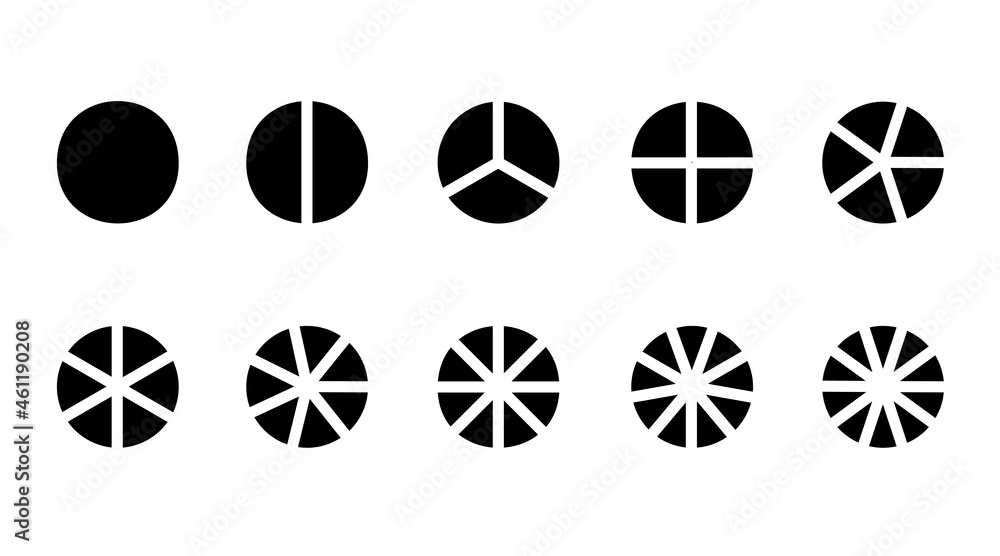 Circle chart section segments set vector diagram segments pie template ...