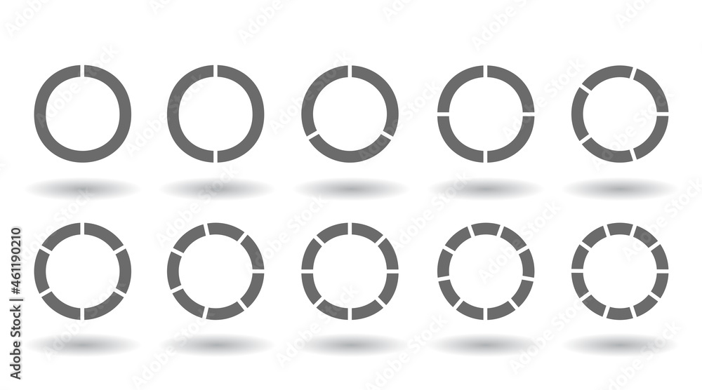 Circle chart section segments set vector diagram segments pie template ...