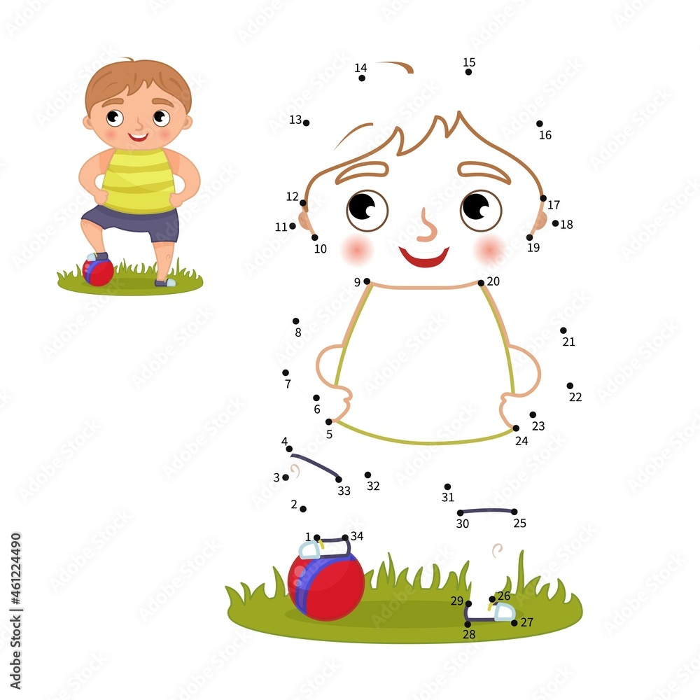 Educational game for kids. Dot to dot game for children. Cute cartoon ...