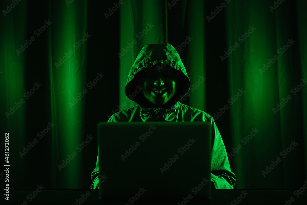 Hackers wear hoods to cover their faces. Hacking to steal important ...