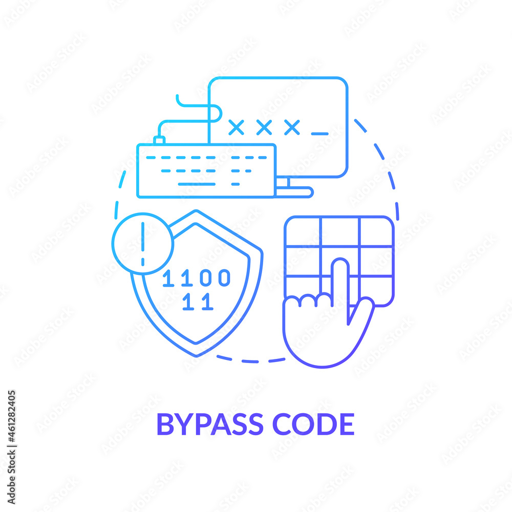Bypass code blue gradient concept icon. User authentication abstract ...