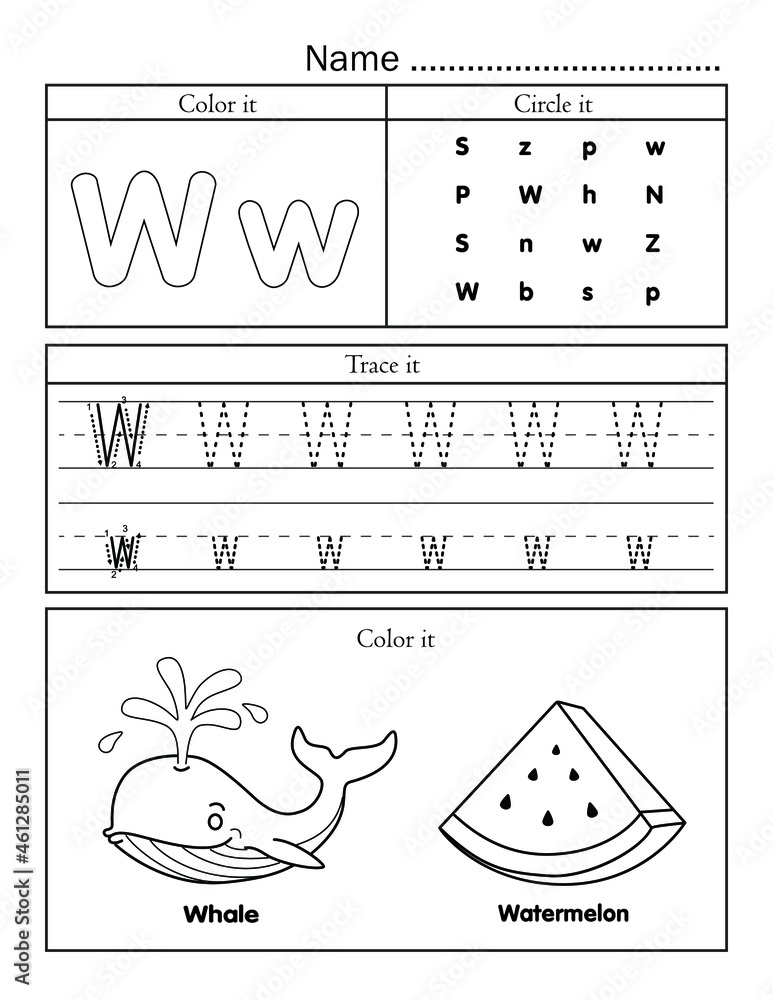 English alphabet letters tracing line printable worksheet with cute ...