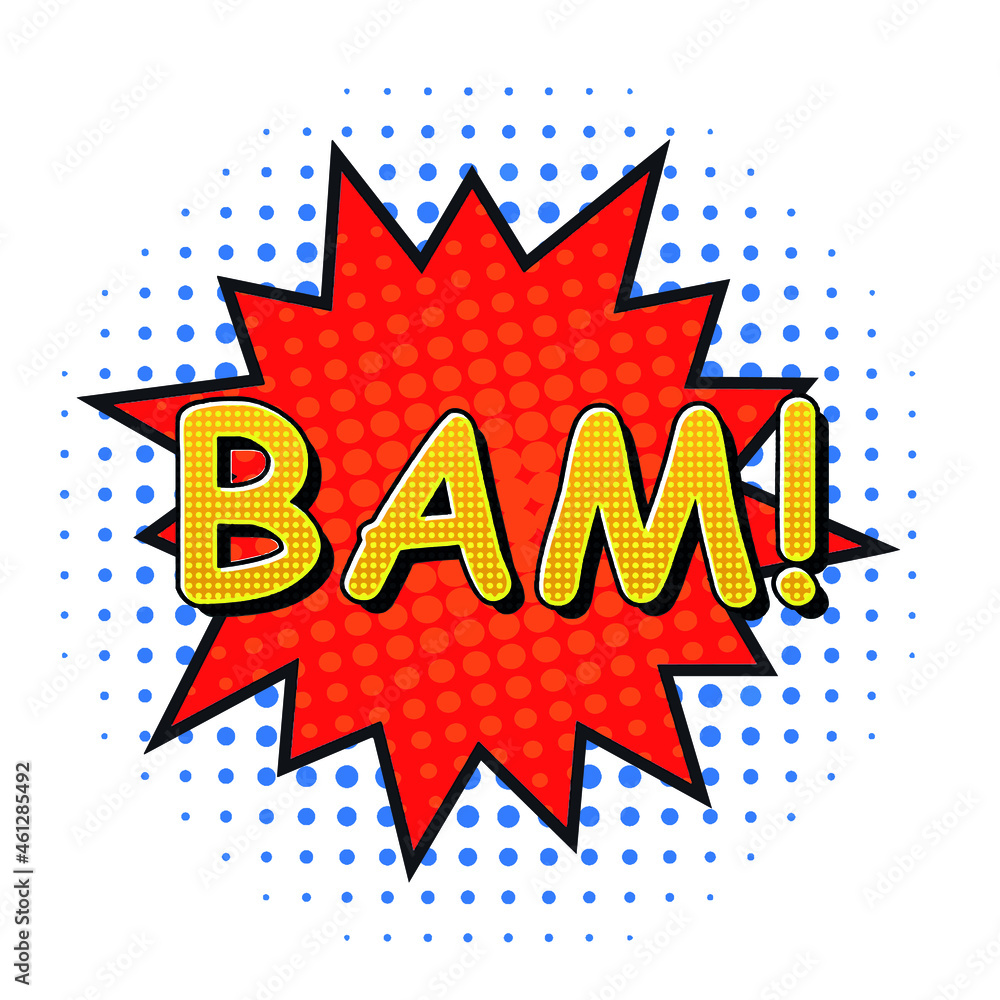 BAM Vector Comic Speech 3d Text Style Effect Mockup on white background ...