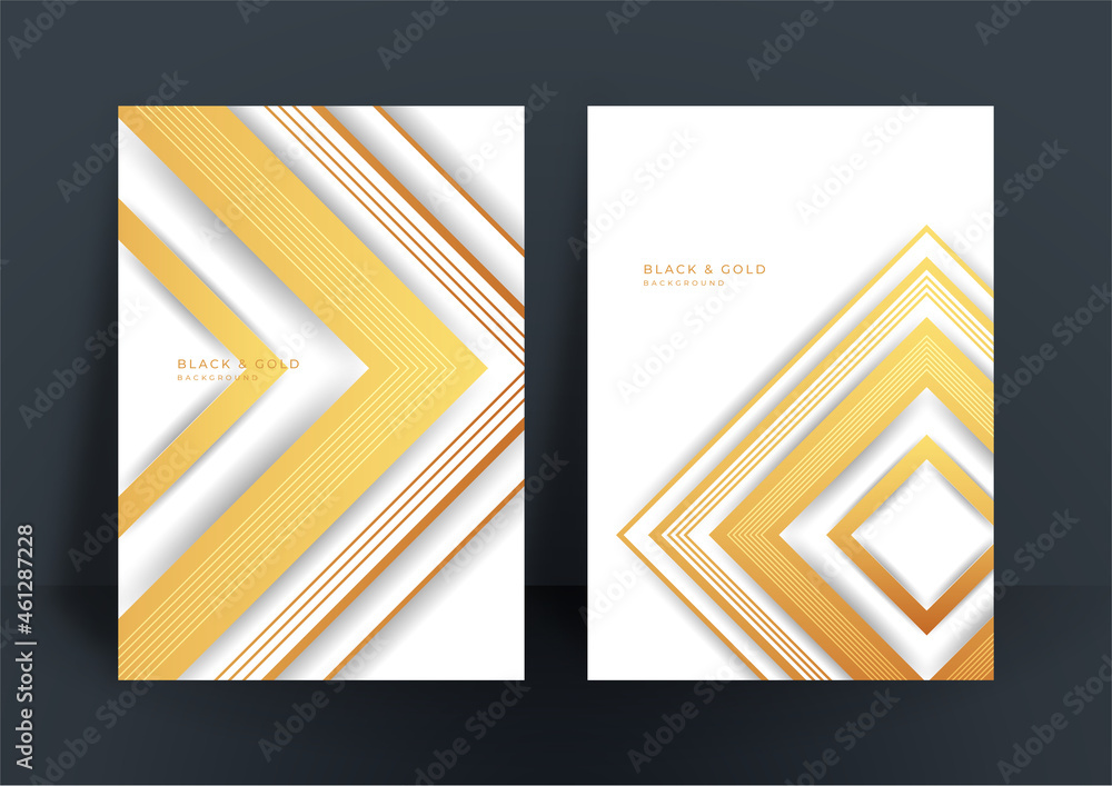 Abstract white and gold cover design template background. Gold abstract ...