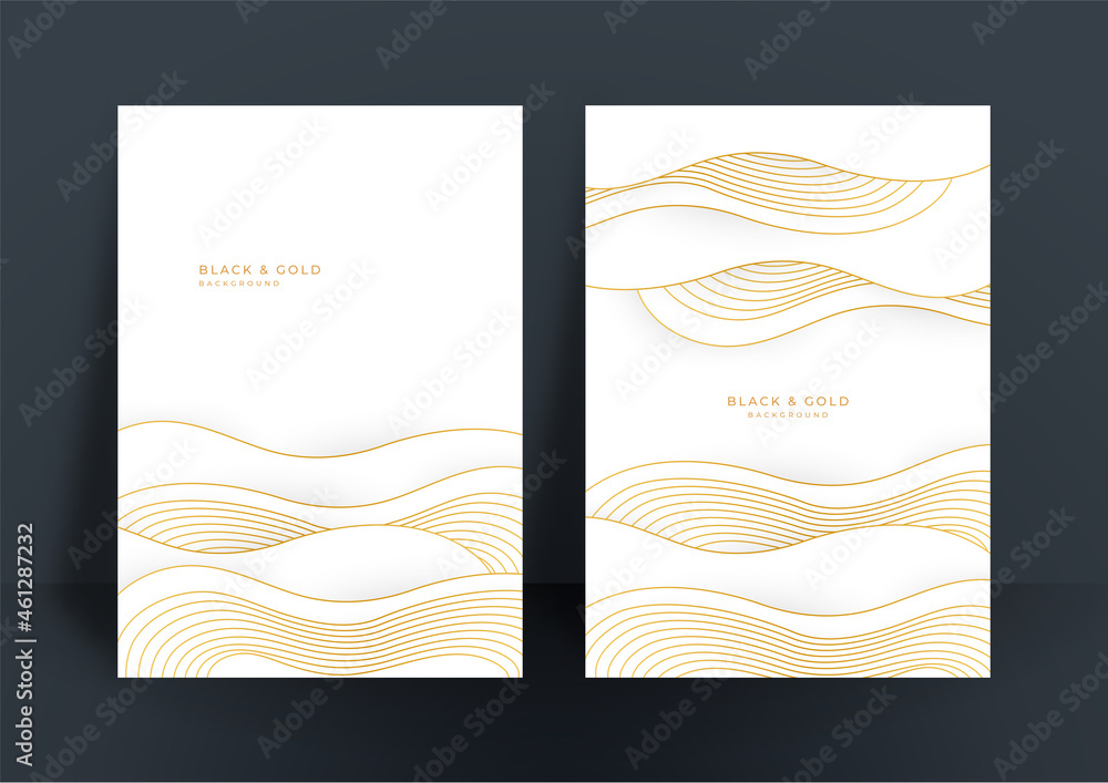 Abstract white and gold cover design template background. Gold abstract ...