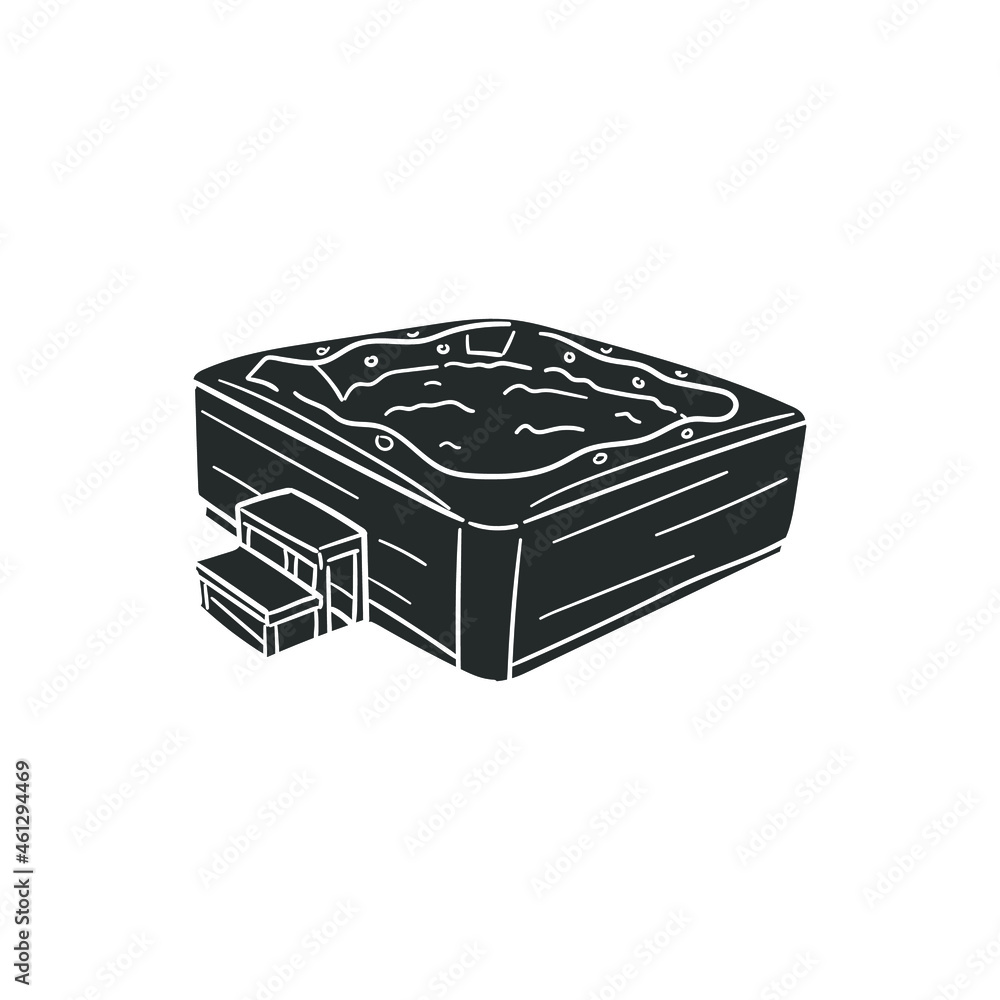 Jacuzzi Spa Icon Silhouette Illustration. Relaxation Vector Graphic ...