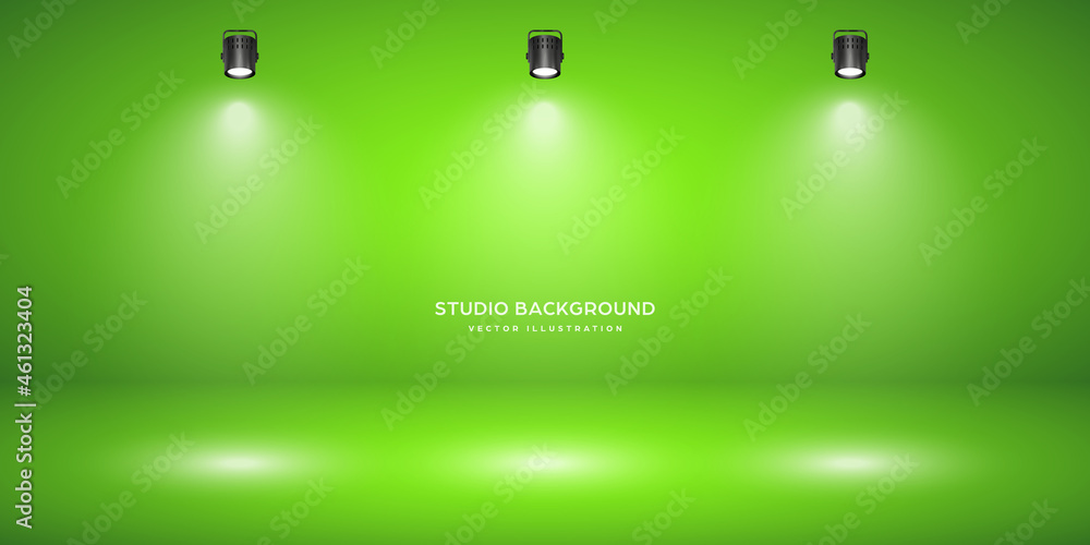 Empty green studio abstract background with spotlight effect. Product ...
