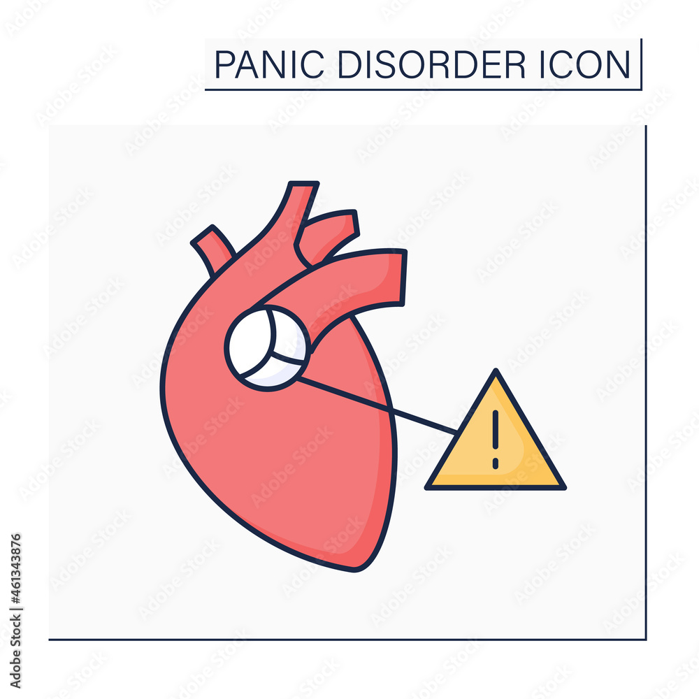 Mitral valve prolapse color icon.Anxiety symptoms. Palpitations and ...