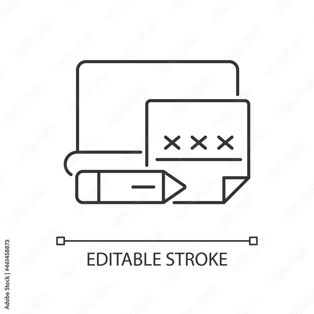 Using post it to remember password linear icon. Write down important ...