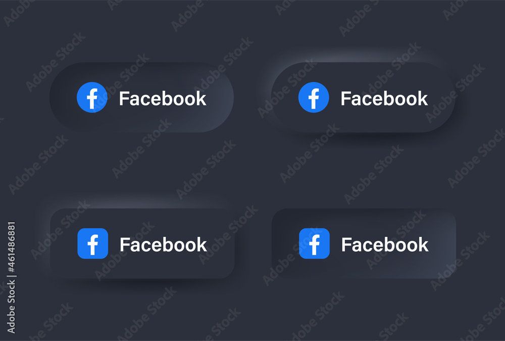 Facebook logo - facebook icon in black neumorphism buttons for social ...
