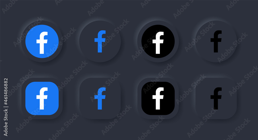 Facebook logo - facebook icon in black neumorphism buttons for social ...