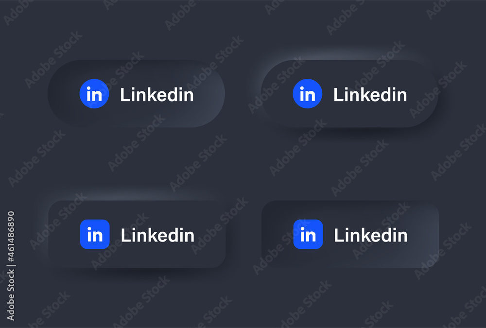Linkedin logo - linkedin icon in black neumorphism buttons for social ...