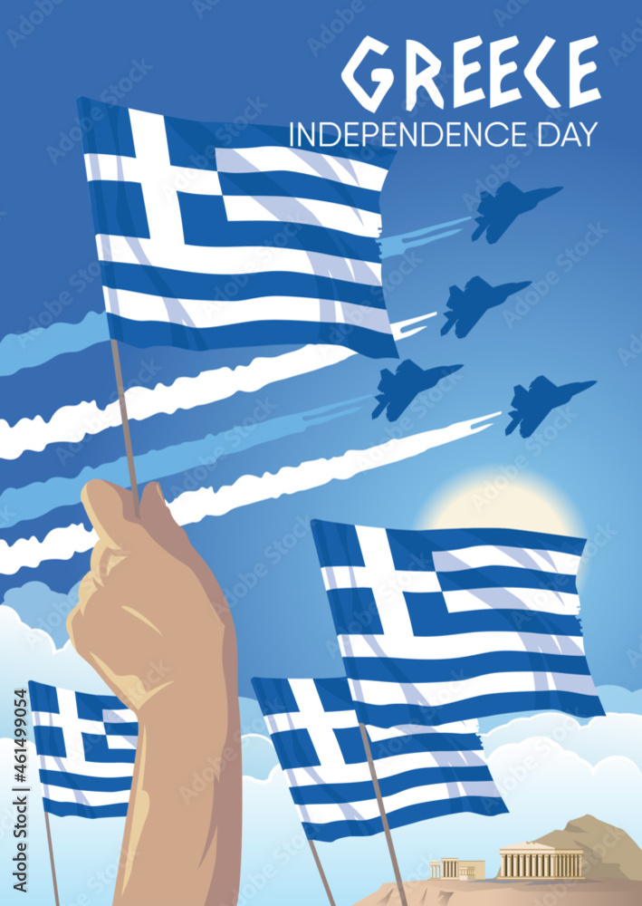 Hands holding the national flags of Greece on the background of the ...