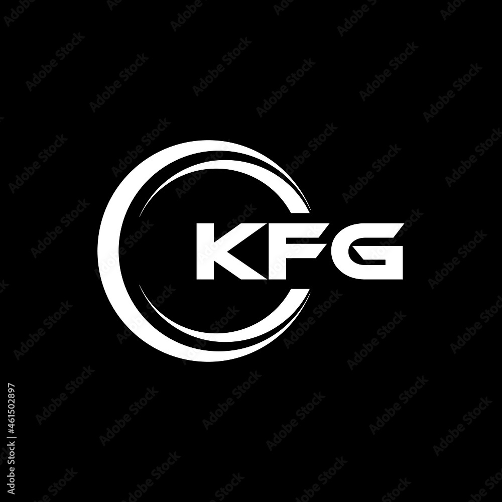 Stock-Vektorgrafik „KFG letter logo design with black background in ...
