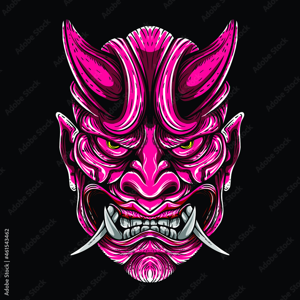red oni mask design Stock Vector | Adobe Stock