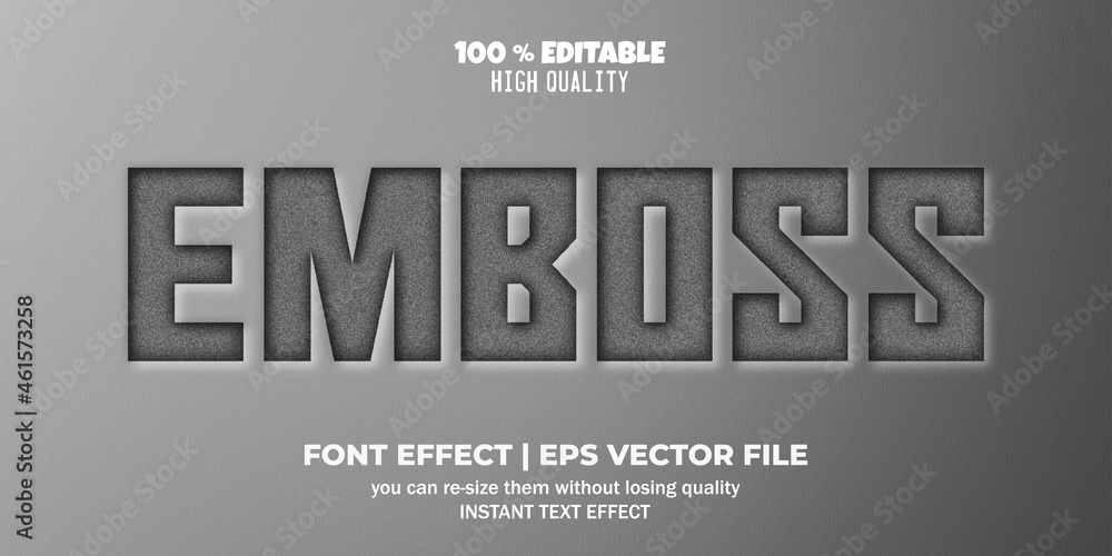 Editable font effect, emboss text style Stock Vector | Adobe Stock