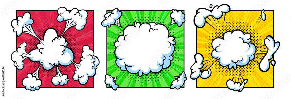 Surprising boom cloud in halftone background for sales and promotions ...