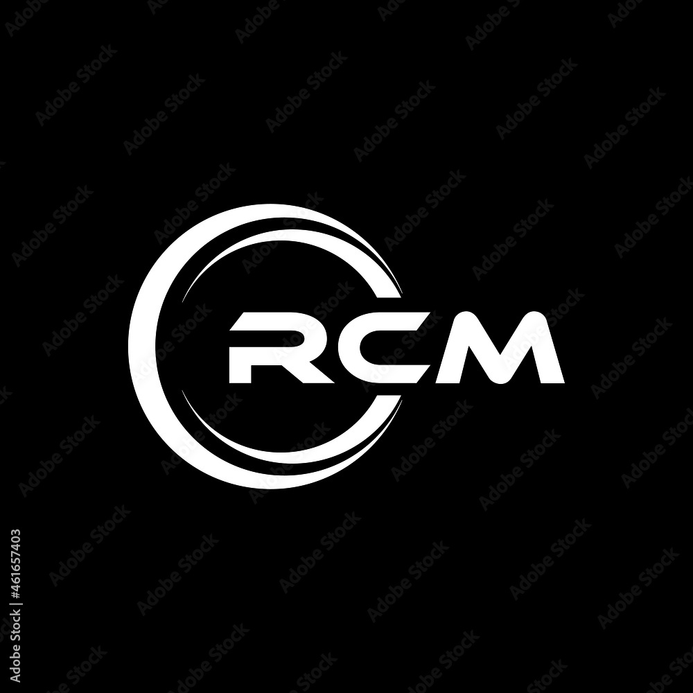 RCM letter logo design with black background in illustrator, vector ...