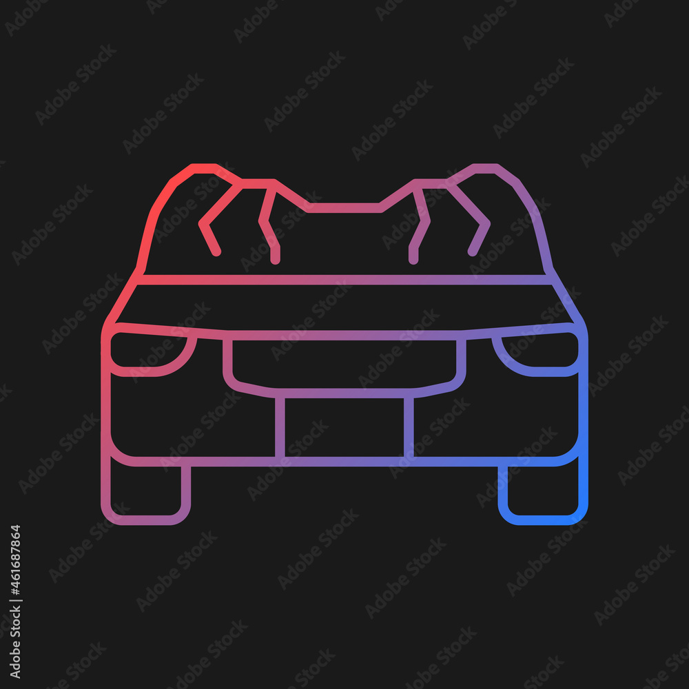 Car roof damage gradient vector icon for dark theme. Rollover accident ...