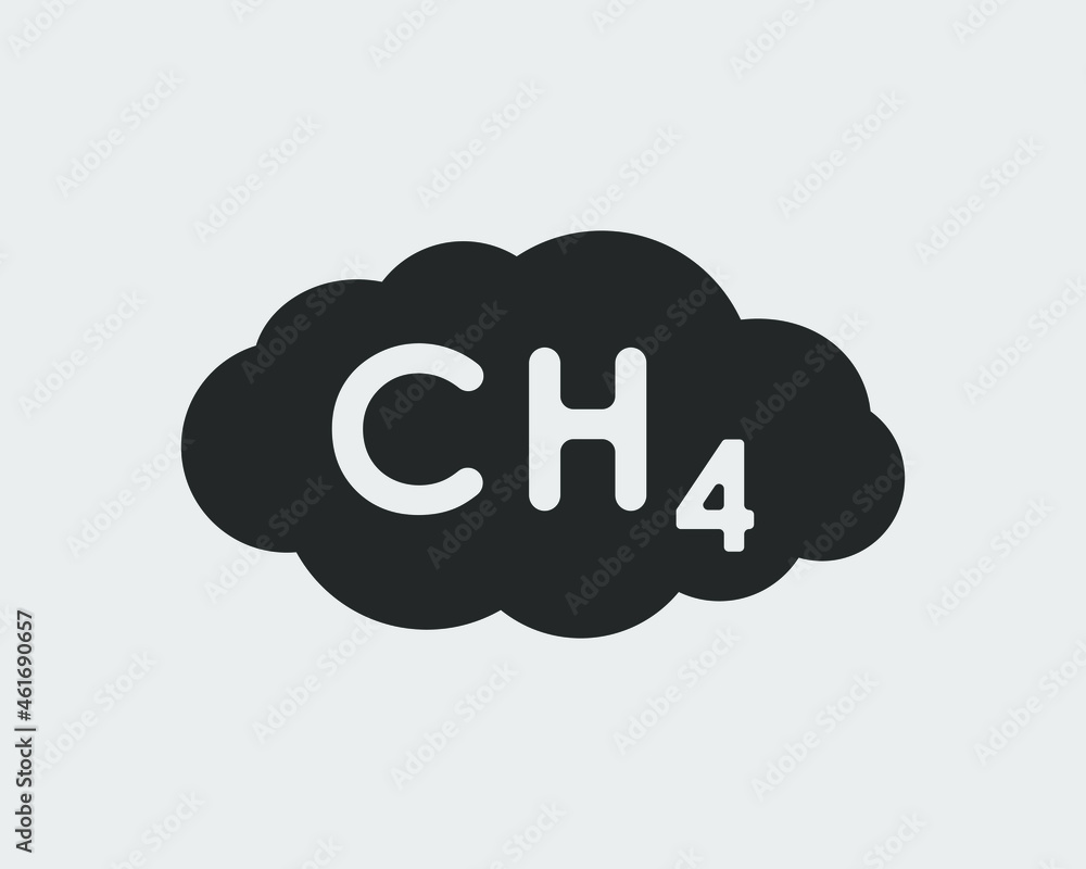 Symbol cloud CH4 graphic icon. Methane sign isolated on white ...