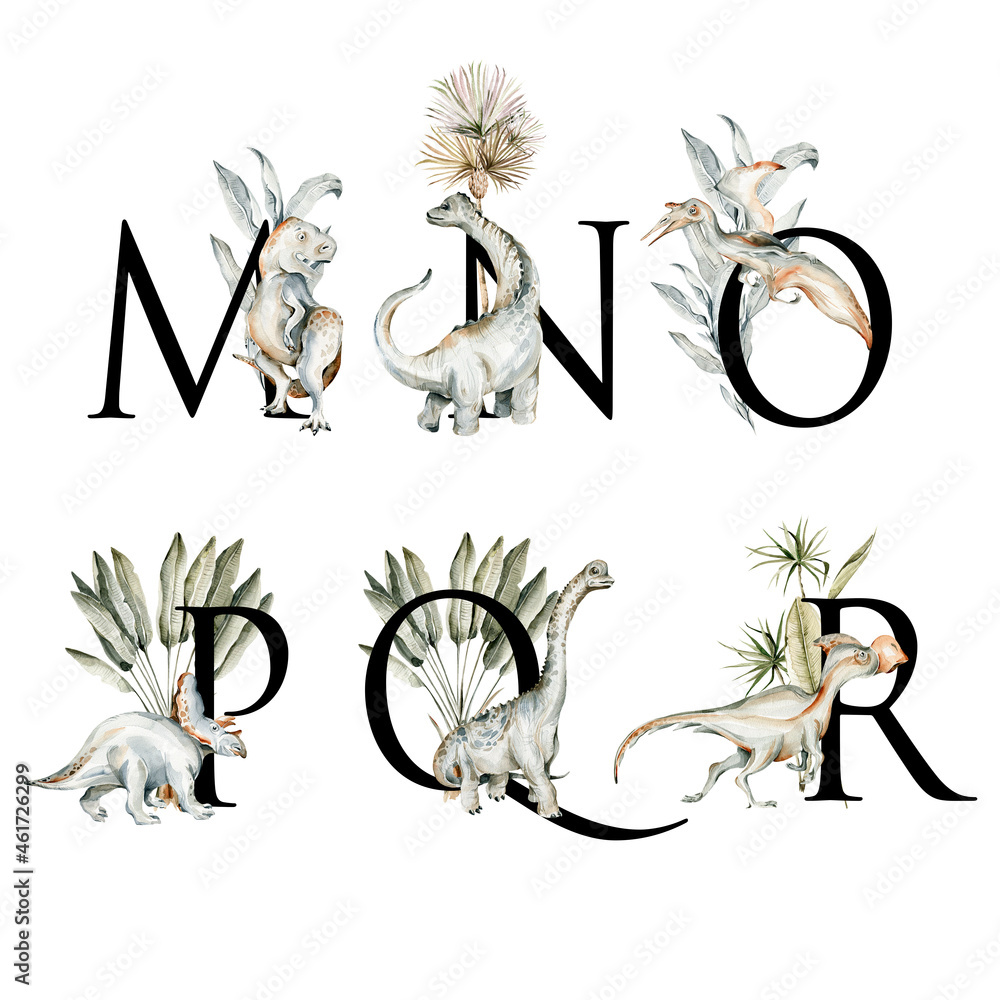 Watercolor hand painted cute latin alphabet. Letters, numbers with ...