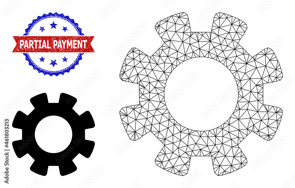 Triangular gearwheel carcass icon, and bicolor grunge Partial Payment ...