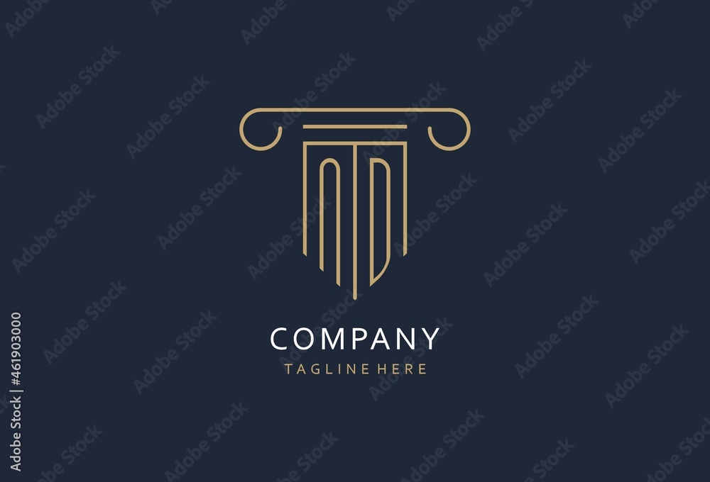 ND initial with pillar shape logo design, creative monogram logo design for law firm Stock ...