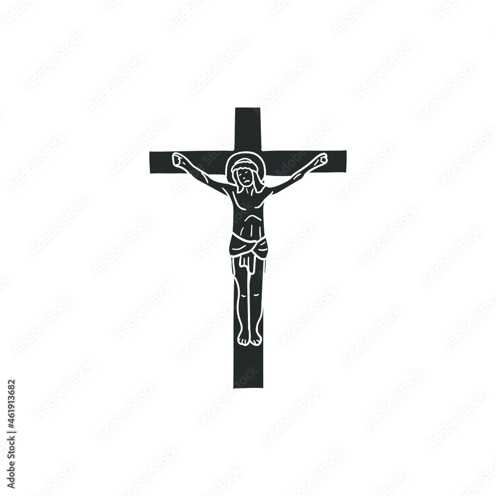 Jesus Cross Icon Silhouette Illustration. Christian Religion Vector ...