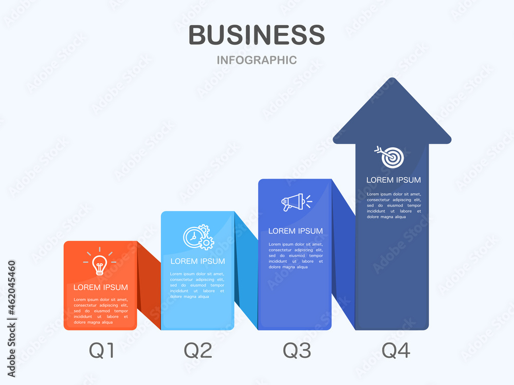 infographic growth report template 4 steps Stock Illustration | Adobe Stock