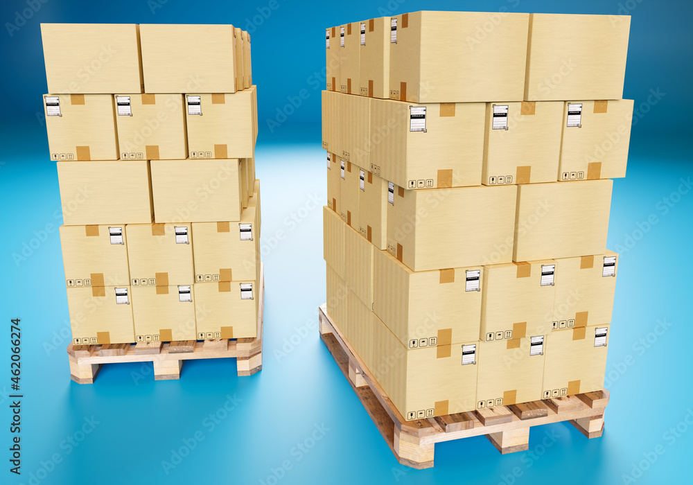 Warehouse Logistics. Palletized boxes symbolize business logistics ...