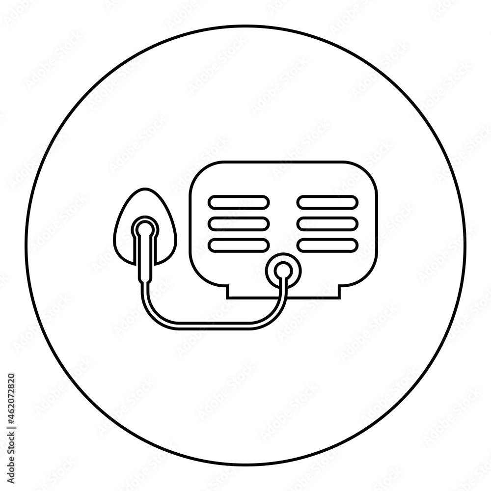 Inhaler Nebulizer Medical aerosol equipment icon in circle round black color vector illustration ...