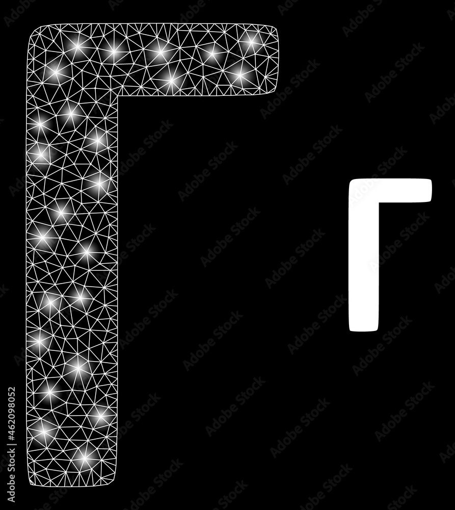 Image vectorielle Stock Bright mesh vector Gamma Greek symbol with glow ...