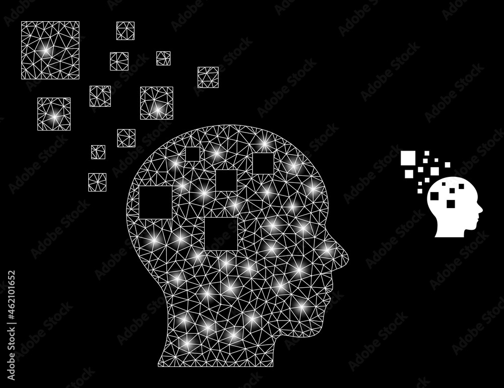 Glossy mesh vector memory compilation with glow effect. White mesh ...